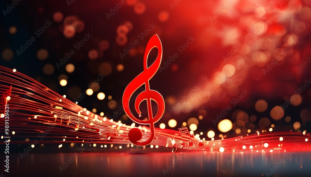 Elegant Red Music Symbol Design with Beautiful Lighting in Ultra HD and ...