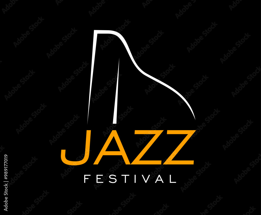 Jazz festival icon of piano outline silhouette for music live concert ...