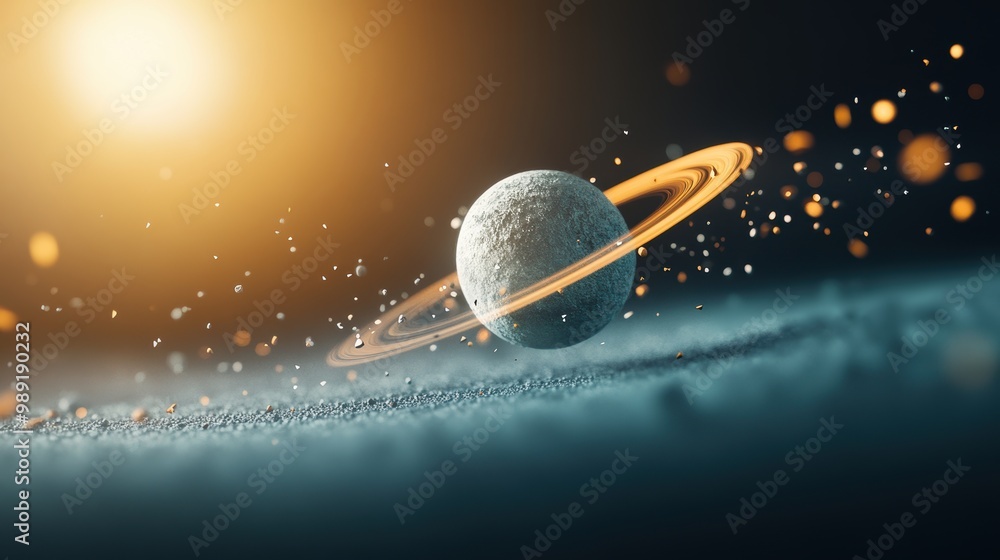 An artistic illustration depicting a planet rotational axis, with ...