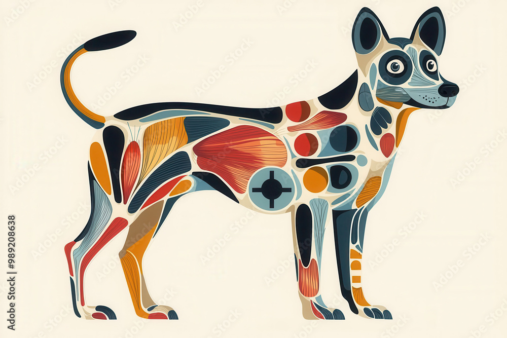 Dynamic dimensions in animal anatomy, flat design, front view ...