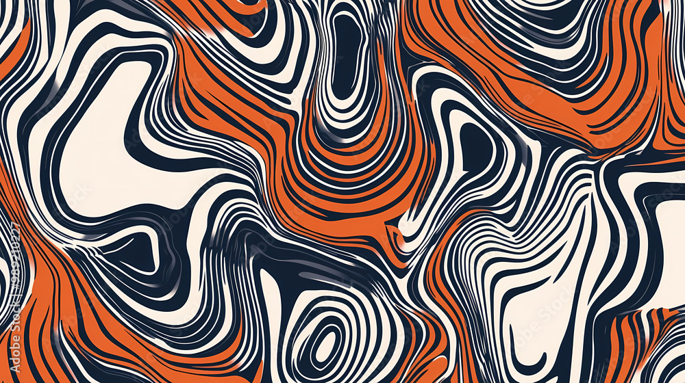 Line art illustration featuring unique op art repeating patterns ...