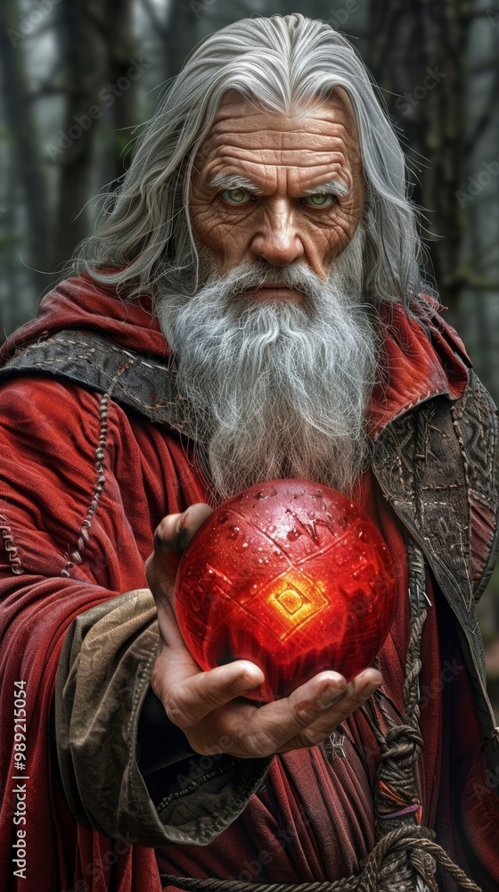 fantasy-inspired portrait of wizard-like figure with long white beard ...