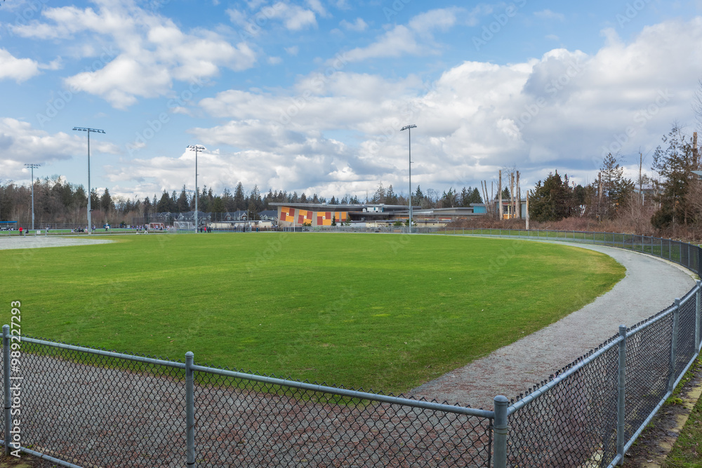 Baseball field in a beautiful park, Green baseball field in British ...