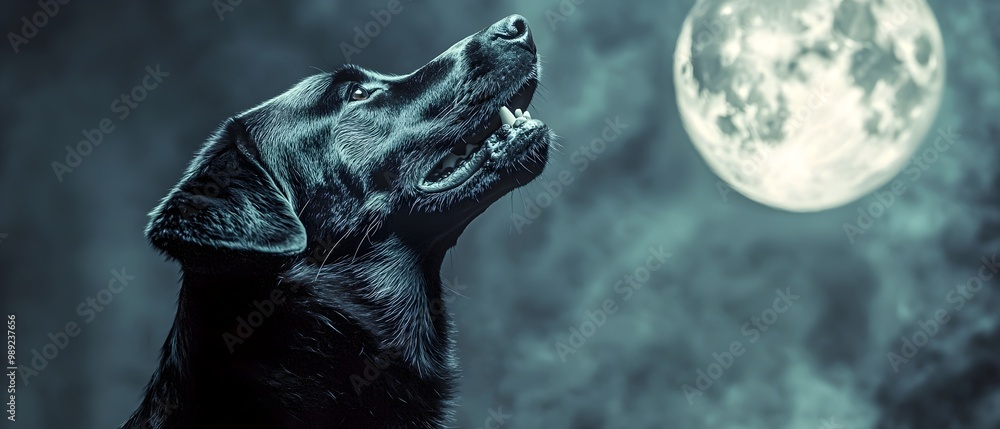 Labrador Dog in Werewolf Costume Howling Ominously at the Mysterious ...