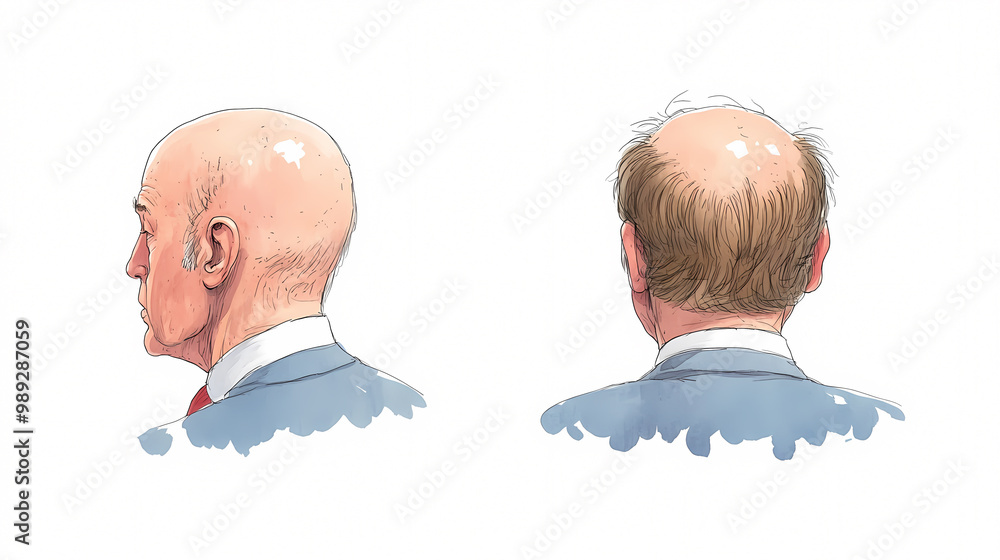 A man with a bald head is shown in two different positions. The first ...