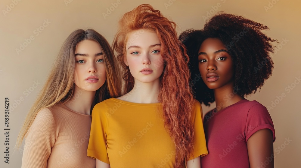 Models of different skin colors and builds. Racial diversity, body ...