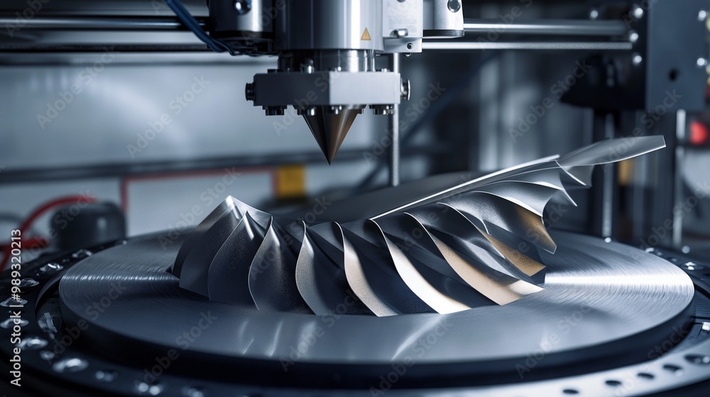 An industrial 3D printer creating components for aerospace applications ...