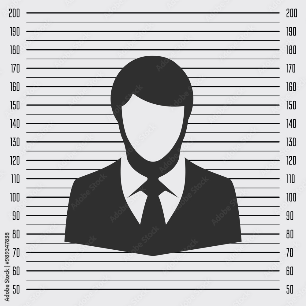 Police lineup, mugshot template with a table and silhouette of ...