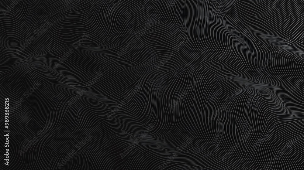 Abstract black background with subtle wavy lines, perfect for adding ...