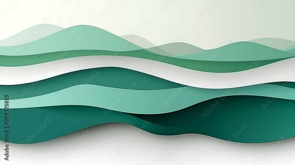 Abstract wave forms in varying shades of green create a soothing and ...