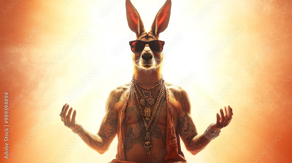kangaroo guru gangaster buddha pose gang member with sunglasses and ...