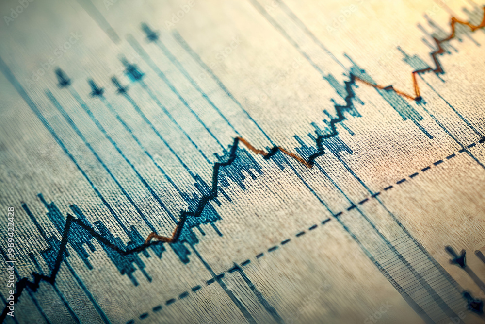 A graph with two lines, one blue and one red. The blue line is higher ...