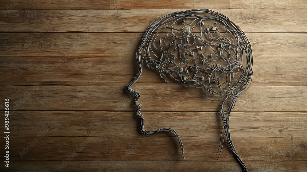 Tangled Thoughts: A Scribbled Brain Outline Made of USB Cables on a ...