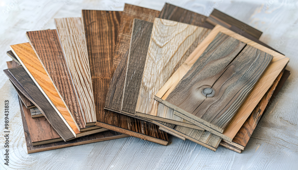 Assortment of wood color tone samples for interior design, showcasing ...