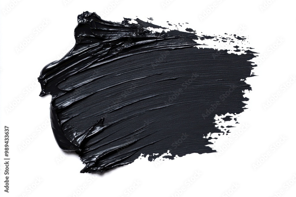 Single black rectangular paint mark texture on a light backdrop ...