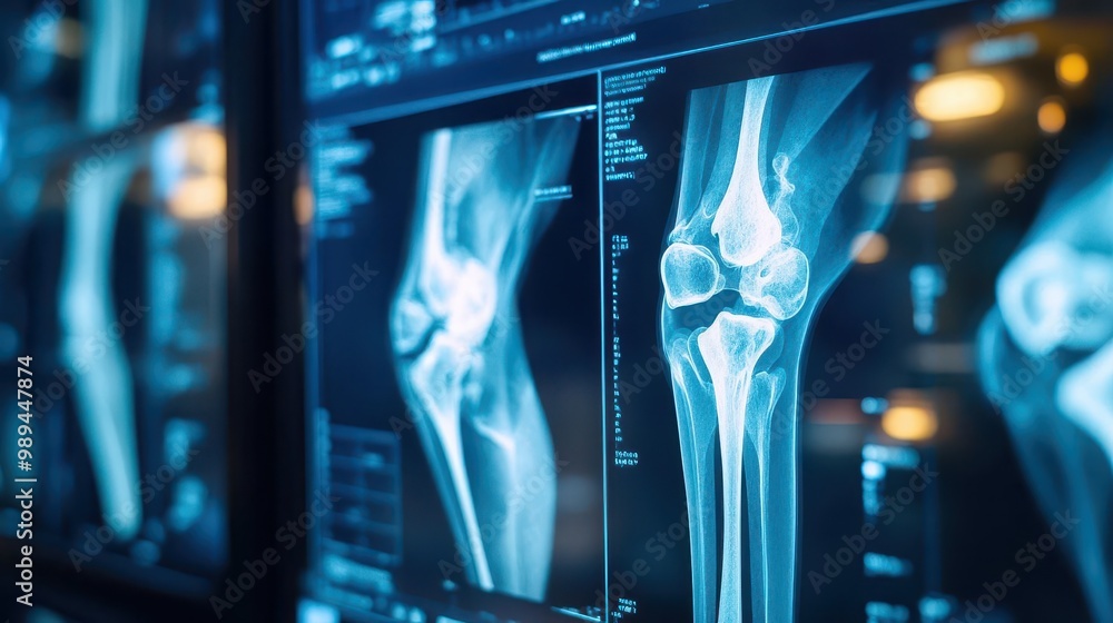 hightech medical imaging display showcasing knee joint xrays and mri ...