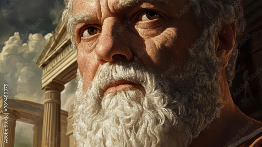hyperrealistic digital painting of socrates capturing his weathered ...