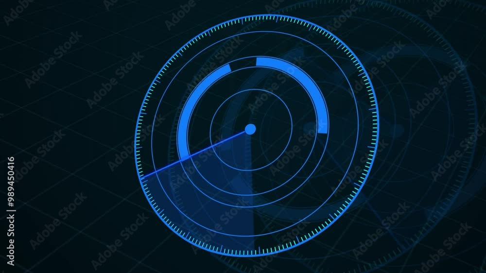 radar hud animation on grid rotation background. Radar screen animated ...