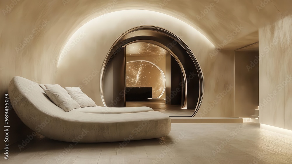 interdimensional doorway opening to reveal a luxurious pocket universe ...