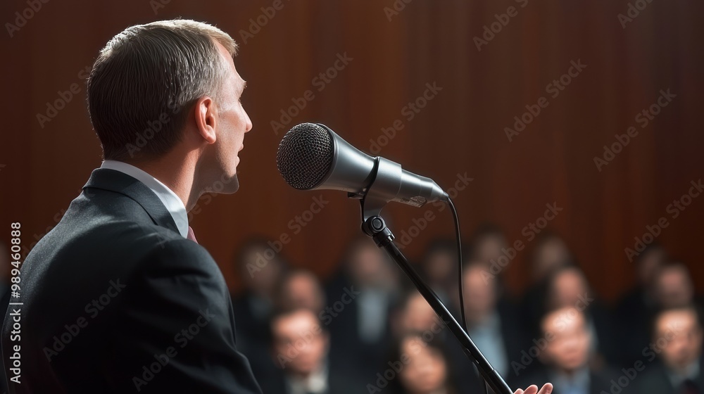 articulate communication depicted by a confident speaker engaging an ...