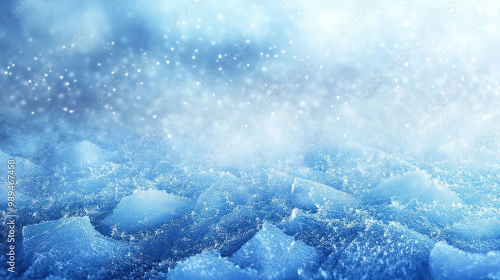 Ice. Winter background. Blue ice floor texture and mist. Snow and ice ...