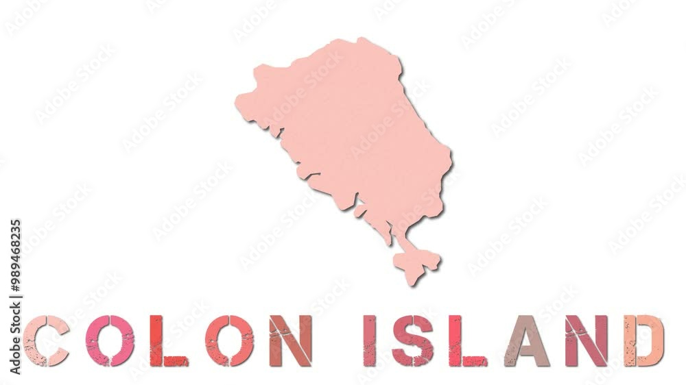 Colon Island map with paper regions. Animated island map growing from ...