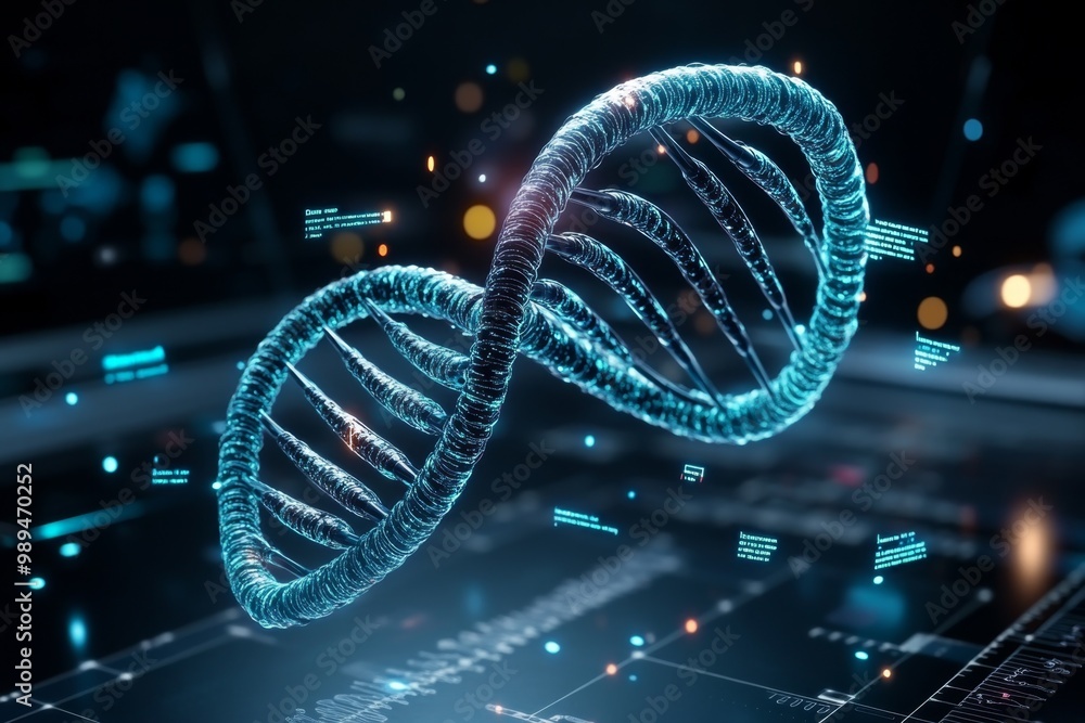 A 3d Animation Of A Dna Strand Twisting And Rotating In A Digital