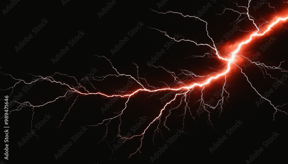 Foudre tonnerre orage arc éclair rouge ville néon électricité fond noir ...
