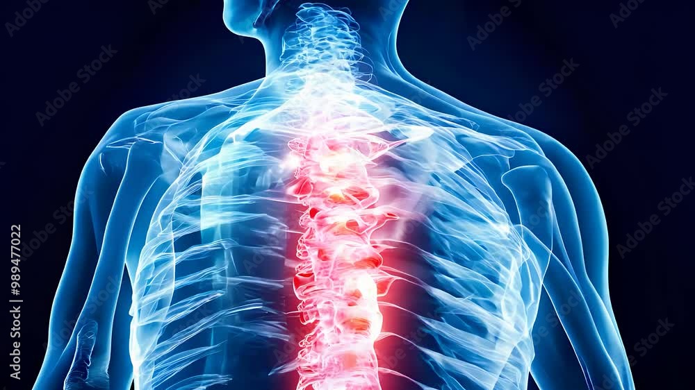 Human spine anatomy, detailed X-ray of back and spinal cord, medical ...