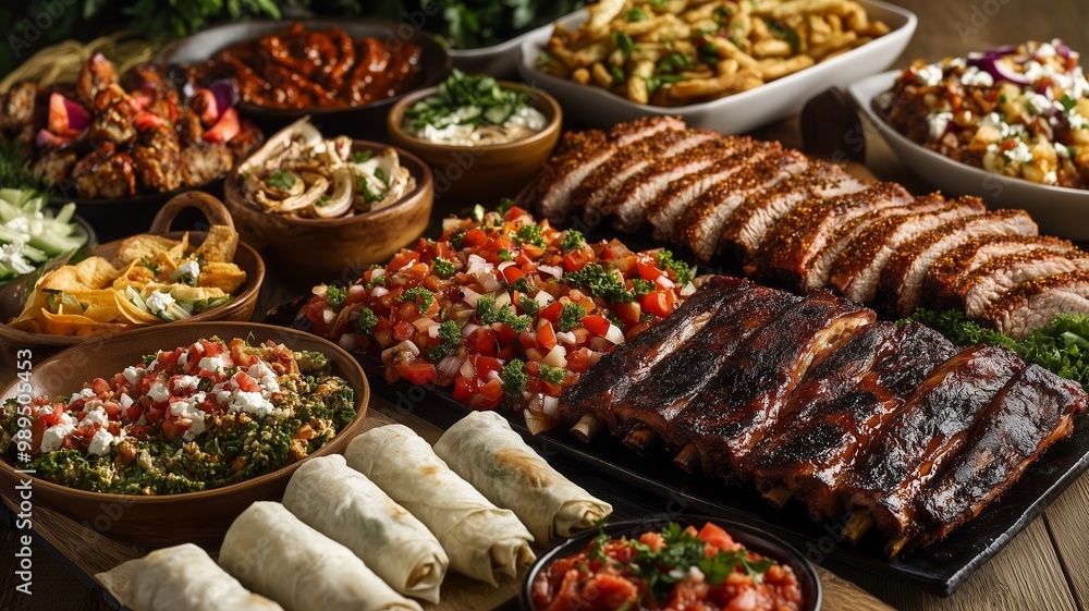 Cultural food diversity with a vibrant display of global culinary ...