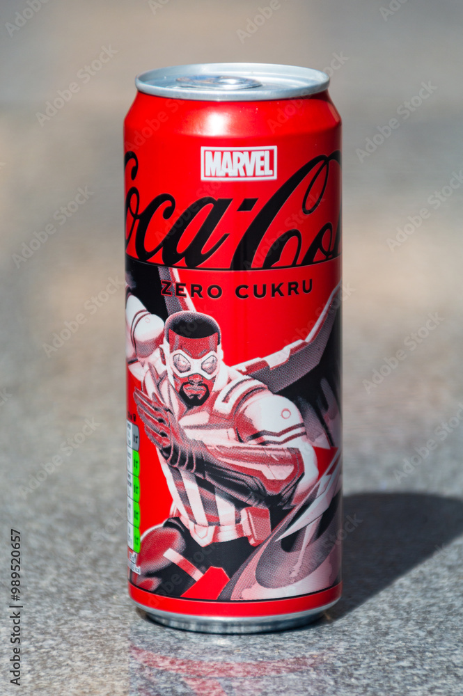 Olawa, Poland - August 24, 2024: Can of Coca-Cola zero sugar Marvel ...