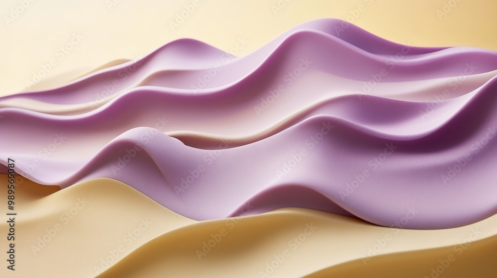 Soft waves of pastel fabric gently undulate on a smooth surface creating an inviting display of ...