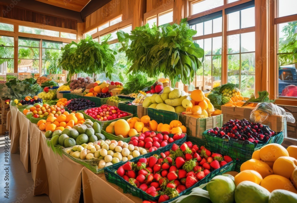 colorful food donation station displaying bountiful variety fresh ...