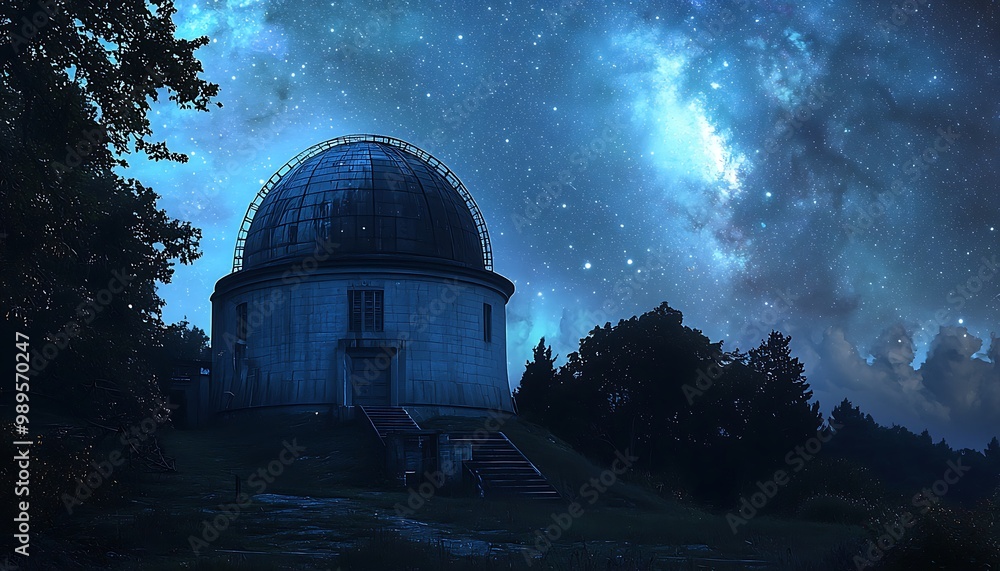 Starry night at a haunted observatory with ghostly figures and animated ...