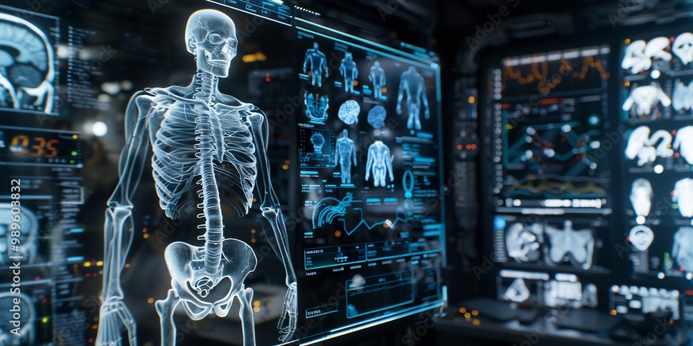 Aidriven medical coding system visualized a futuristic holographic ...