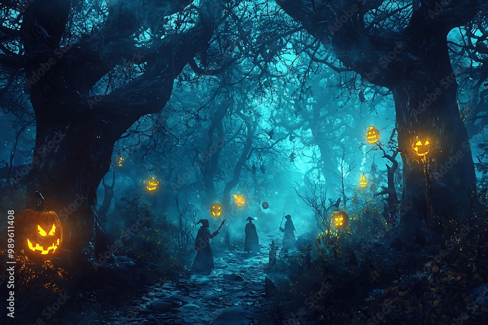 Interactive VR Halloween game in a spooky forest with elements like ...