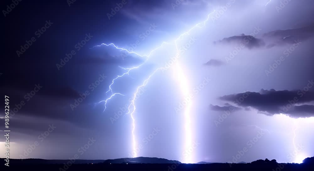 Lightning strikes Electrical storm on black background Electric ...