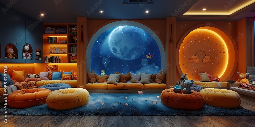 Childrens futuristic playroom smart toys interactive digital screens ...