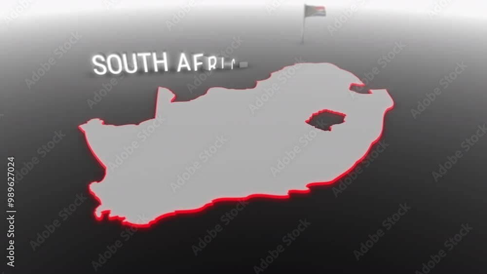 3d animated map of South Africa gets hit and fractured by the text “War ...