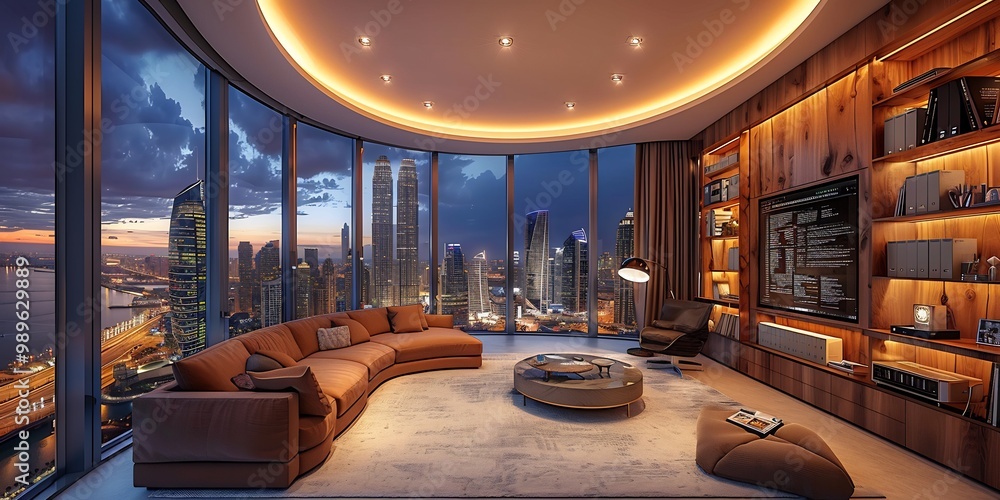 Hightech home office a smart desk interactive wall displays and ... Hightech home office a smart desk interactive wall displays and ...