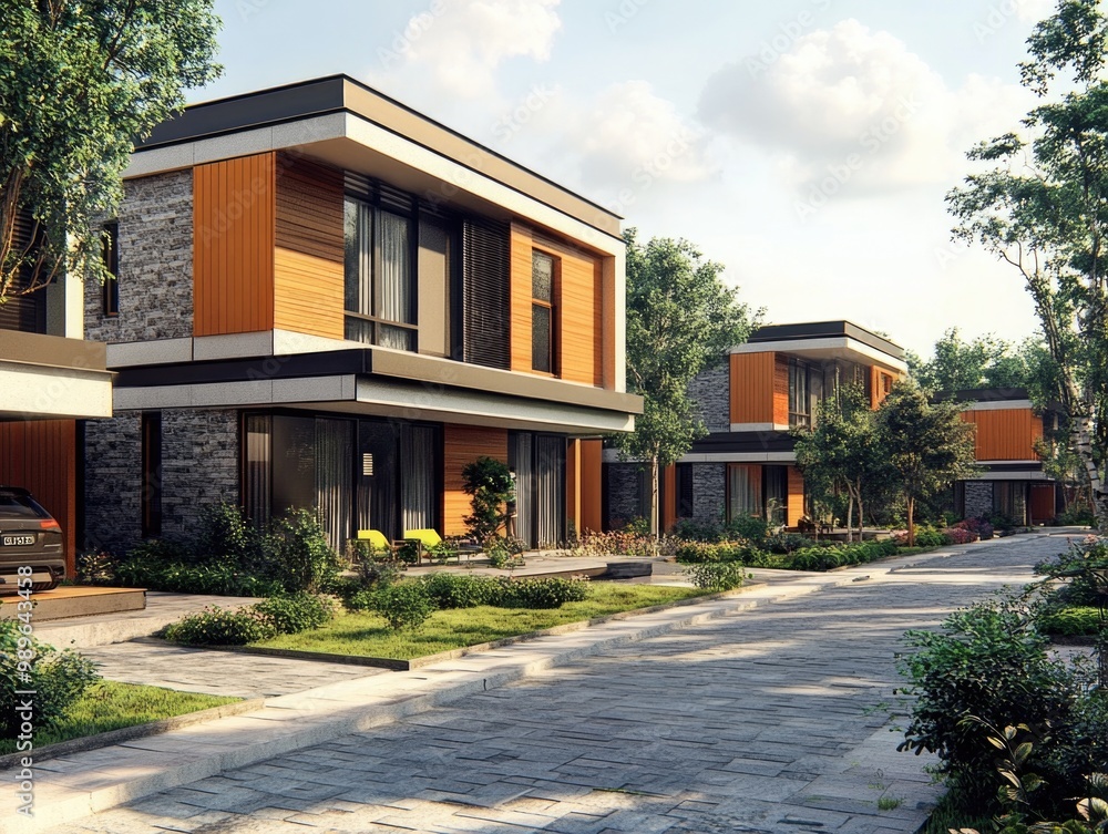 Contemporary Residential Complex in a Gated Community Stock Photo ...