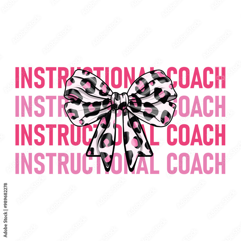Instructional Coach SVG PNG, dalmatian dots, coquette bow, leopard bow ...
