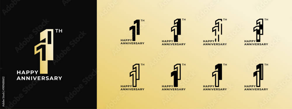 Logo 11th, 11th-19th, 11-19 years happy anniversary, Creative design ...