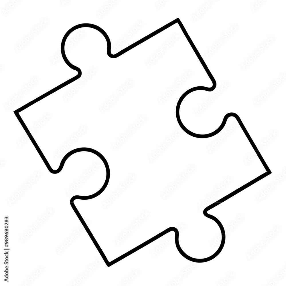 Puzzle Piece: A single, isolated jigsaw puzzle piece, drawn in black ...