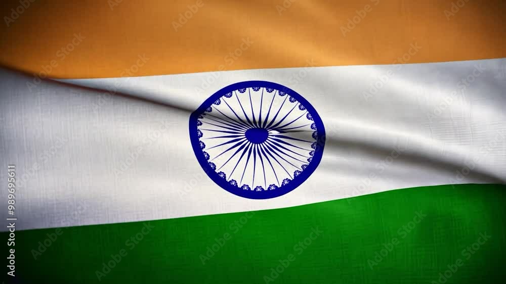 A beautifully designed national flag of India displays its saffron ...
