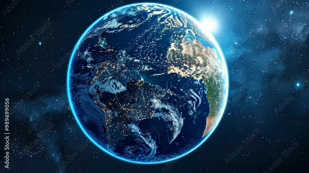 A breathtaking digital render of Earth from space, showcasing vibrant ...