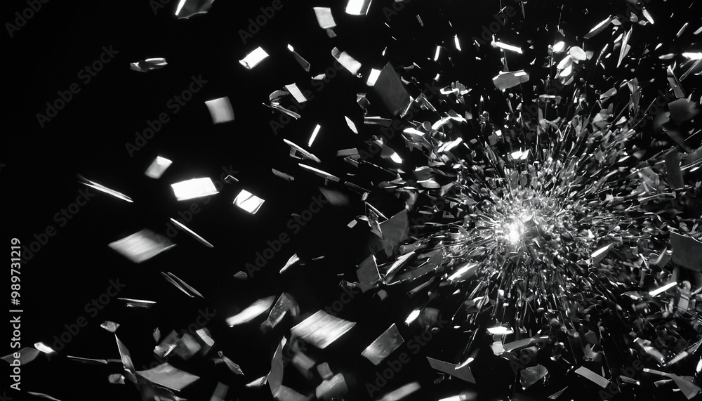 Photo & Art Print Cracked glass object on black background smashed ...