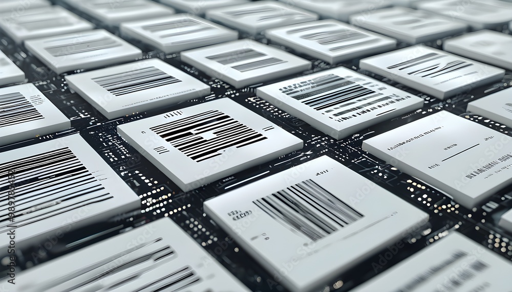 Innovative white box showcasing a 2D matrix code, symbolizing the ...