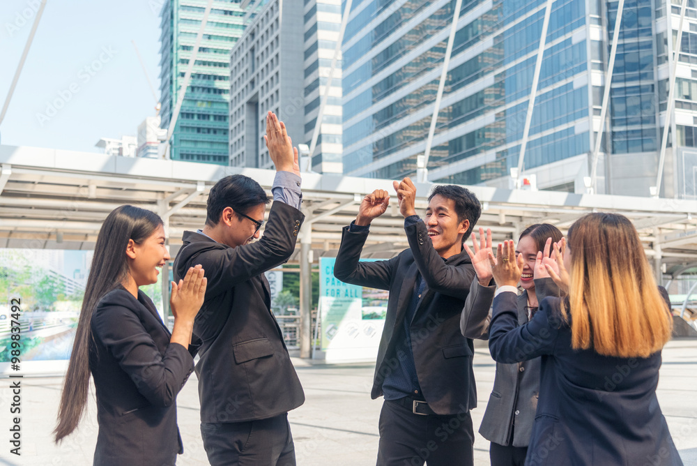 Diversity Business people partner handshake together in modern city ...