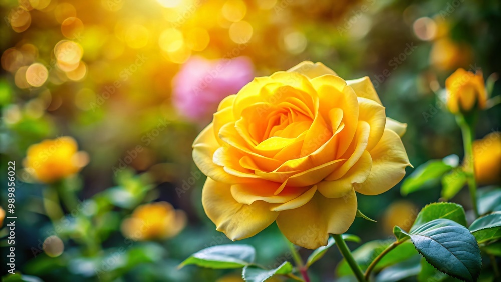 Beautiful Yellow Rose Blooming in Garden, Symbol of Friendship, Joy ...
